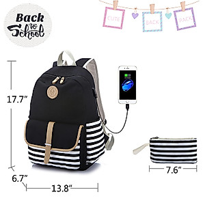 Lmeison Cute Backpack for Teen Girls, Lightweight School Bookbag 15.6'' Laptop Backpack with USB Charging Port