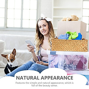 FOMIYES Woven Toiletries Holder Woodchip Basket Cosmetic Container Desktop Storage Baskets Straw Woven Basket Basket Bread Serving Basket Food Grass Baby Storage Box Rattan