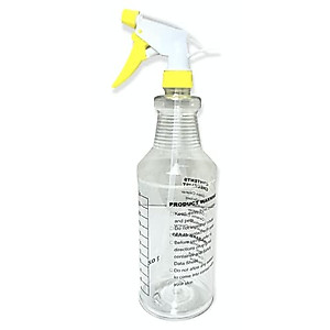 3 Pack Empty Spray Bottles, Spray Bottles for Cleaning Solutions, All - Purpose with Clear Finish, Pressurized Sprayer, Adjustable Nozzle, Printed Measurements and Checkbox (32 Ounce)