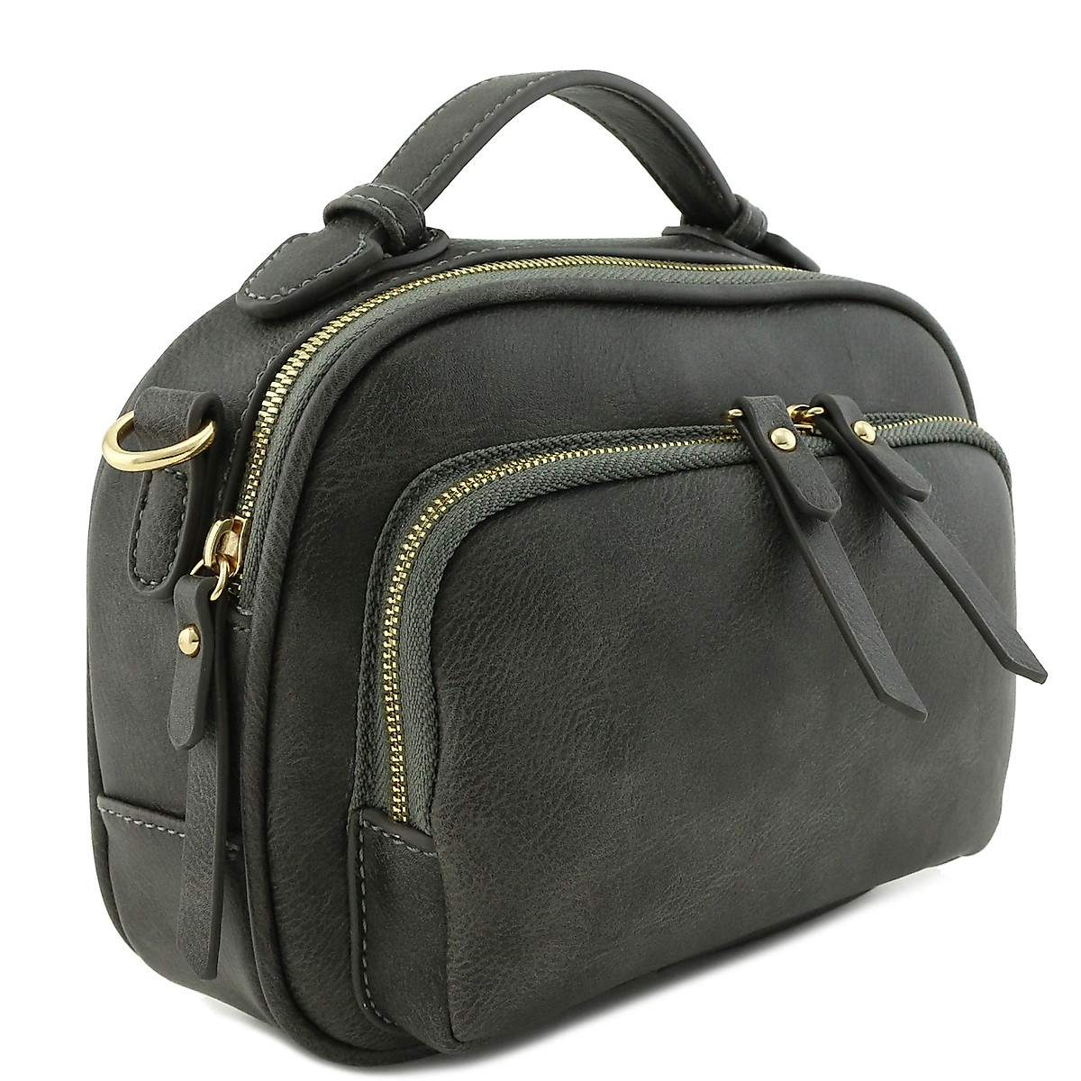 Top Handle Mini Satchel Bag Crossbody Purse (Charcoal Grey)