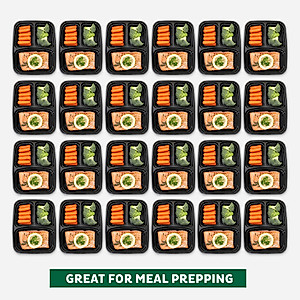 Freshware Meal Prep Containers [150 Pack] 3 Compartment with Lids, Food Containers, Lunch Box, Stackable, Bento Box, Microwave/Dishwasher Safe (32 oz)
