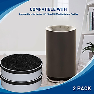 HP125 True HEPA Filter Replacement Set Compatible with Hunter HP125 AirX HEPA Digital Air Cleaner Purifier, Part Number H-HF125-VP H-HF125, 2 HEPA Filter + 4 Activated Carbon Filter