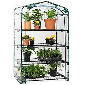 Best Choice Products 40in Wide 4-Tier Mini Greenhouse, Portable Indoor Outdoor Arboretum for Patio, Backyard, Nursery, Home Growing w/ Steel Shelves, Plastic Cover, Roll-Up Zipper Door
