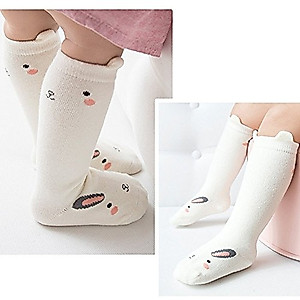 Baby Toddler Knee High Non Skid Socks with Grips for Girls and Boys 8 Pairs (6-24 Months)