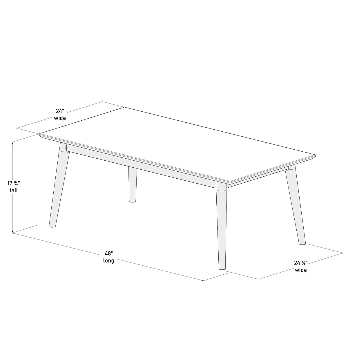 Plank+Beam 48 Inch Mid Century Modern Coffee Table, Wood Coffee Tables for Living Room, Rectangular Center Table, Occasional Table for Small Spaces, Pecan