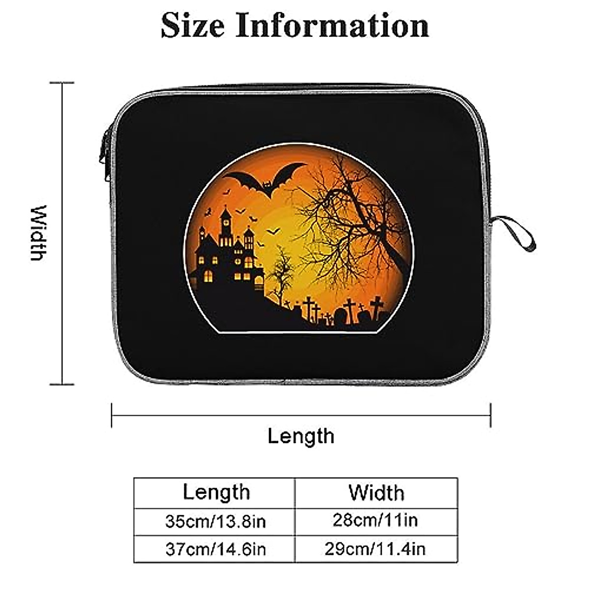 Twilight Bat Halloween Laptop Sleeve Case Protective Notebook Carrying Bag Travel Briefcase 14inch