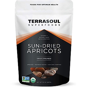 Terrasoul Superfoods Organic Apricots, 2 Lbs, Unsulphured, No-Added Sugar, Sweet and Tangy Delights for Snacking, Baking, and Vibrant Trail Mixes