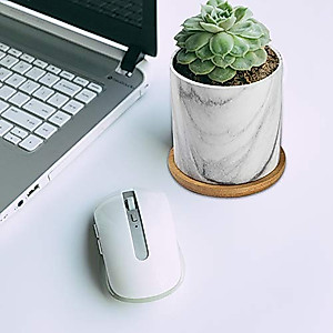 NOIRUC-CZ 6 Pack Succulent Plant Pots, 3 inch Marble Texture Mini Ceramic Planters with Drainage Hole and Bamboo Tray Small Flower Pot Modern Decor for Garden, Balcony, Office