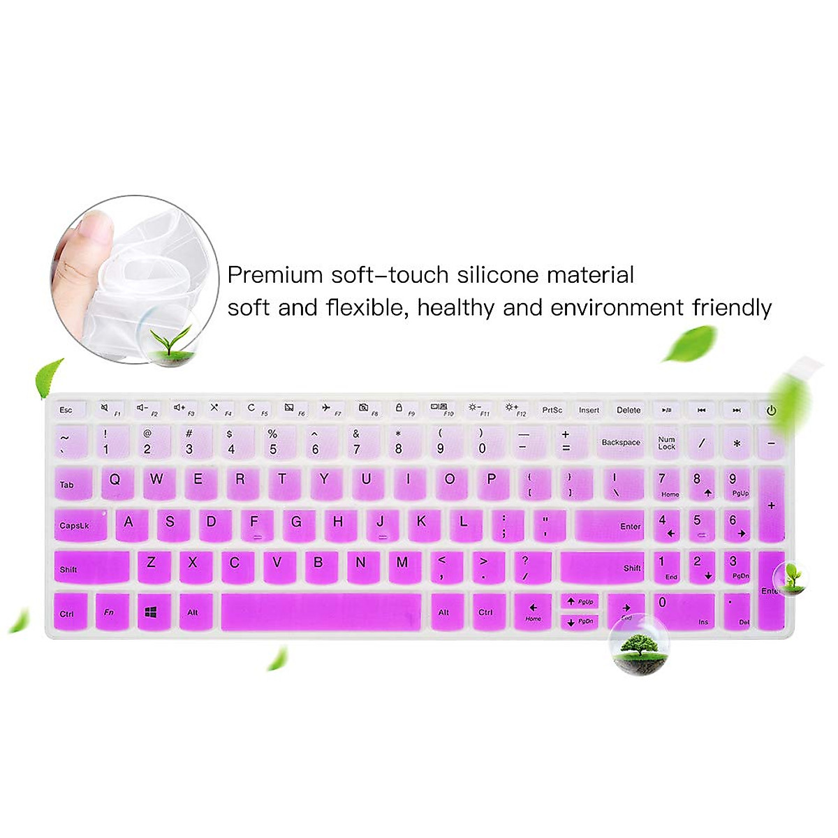 Keyboard Cover for Lenovo Ideapad 3 15 15.6" 17.3"/ Lenovo Yoga C740 C940 15.6/ Lenovo IdeaPad 320 330 330s 340s 520 720s S145 L340 S340 15.6"/IdeaPad 320 330 17.3 Laptop Keyboard Skin, Pinkish Purple