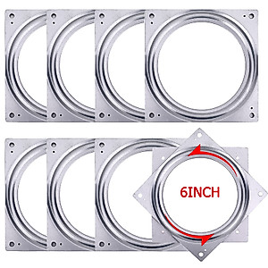 8Pack 6Inch Lazy Susan Hardware 5/16" Thick Square Lazy Susan Turntable Bearings Plate, 500lbs Capacity Rotating Swivel Bearing Plate, Lazy Susan Turntable Base for Serving Trays, Kitchen, Table