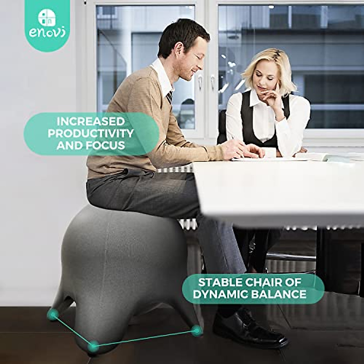 ENOVI Starfish Ball Chair, Yoga Ball Chair Exercise Ball Chair Ergonomic Design for Home Office Desk, Stability Ball & Balance Ball Seat to Relieve Back Pain, 24IN, FG