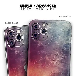 Design Skinz Abstract Fire & Ice V19 - DesignSkinz Protective Vinyl Decal Wrap Skin Cover Compatible with The Apple iPhone XR (Full-Body, Screen Trim & Back Glass Skin)