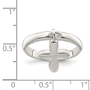 IceCarats 925 Sterling Silver Holy Cross Dangle Ring Christian Religious Band Size 8