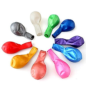 YINCHI 100 PCS 12 Inches Large Big Round Shiny Pearlescent Pearlized Rainbow Assorted Color Biodegradable Latex Balloons Bulk Helium Gas or Air Inflated for Kids Birthday Party Deco Supplies Favors