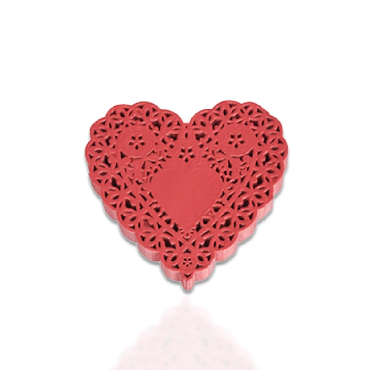 School Smart 85614 Heart Shaped Paper Lace Doilies - 4 inch - Pack of 100 - Red