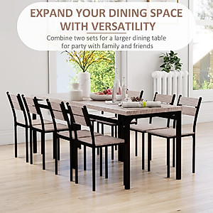 HOMCOM 5-Piece Dining Table Furniture Set Modern Industrial Table with 4 Chairs for Dining Room, Kitchen
