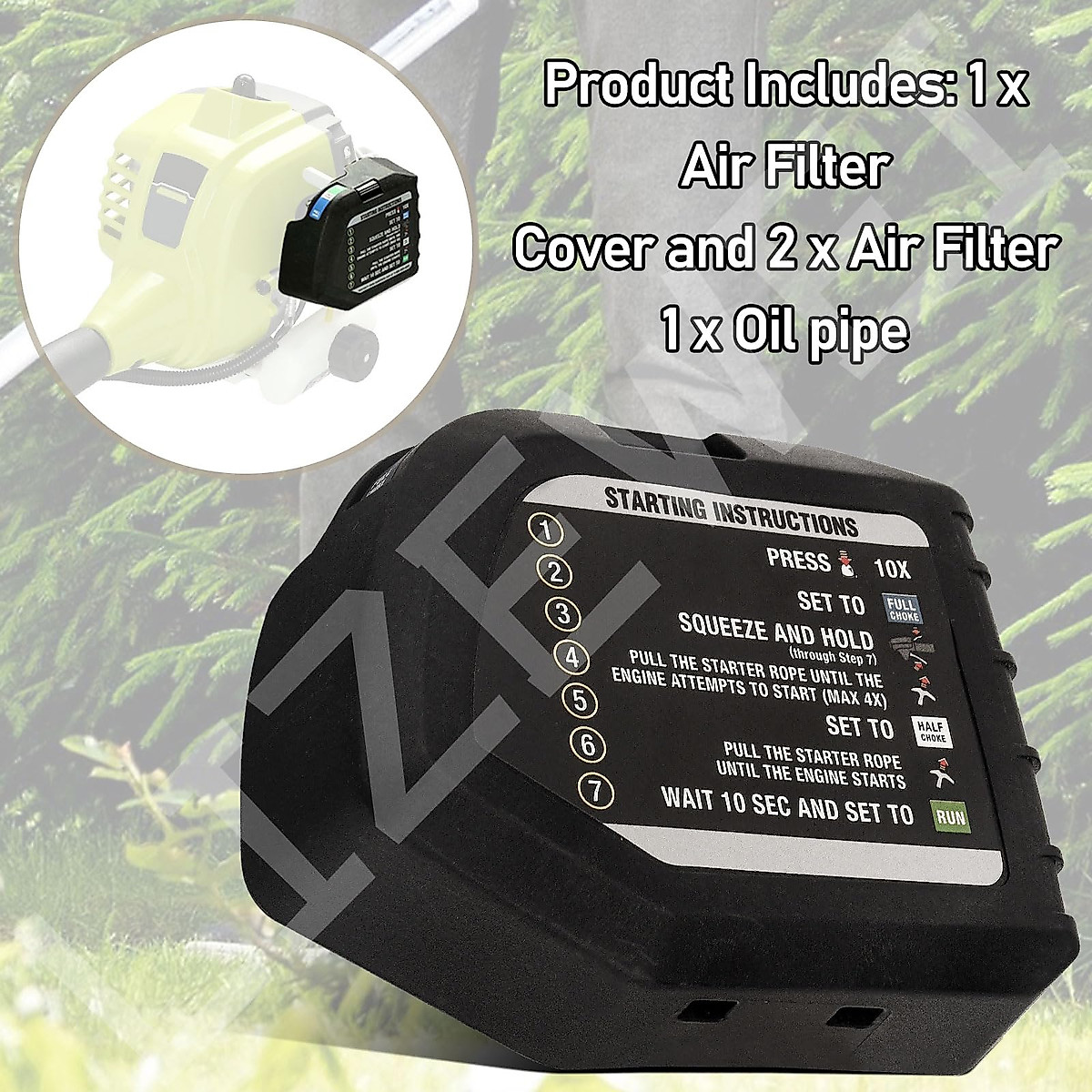 308649003 Air Filter w/Labels & 5687301 Cover Compatible with Ryobi RY251PH RY252CS RY253SS RY254BC 25CC String Trimmer - Contain oil tube