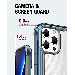 RAPTIC Shield for iPhone 13 Pro Max Case, Shockproof Protective Clear Case, Military 10ft Drop Tested, Durable Aluminum Frame, Anti-Yellowing Technology Case for iPhone 13 Pro Max, Iridescent