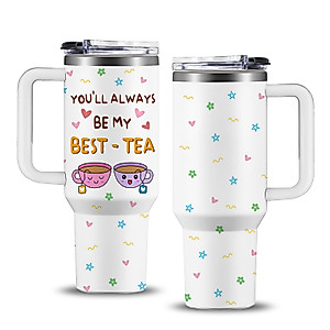 NIAXAUYT Friend Gifts for Women, You'll Always be My Best-Tea Stainless Steel Tumbler Cup Set 40oz, Birthday Gifts for Friendship, Funny Christmas Gifts for BFF Bestie Mug with Handle