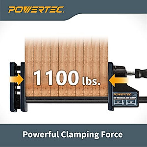 POWERTEC 71368 24-Inch Parallel Clamps for Woodworking | 90 Degree Heavy Duty Steel Bar Jaw Clamp Spreader Tool | 2PK
