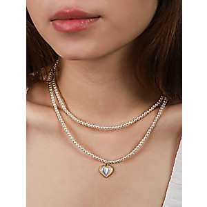 OJERRY Simple Y2K Layered Heart Pearl Choker Necklaces Coquette Aesthetic Jewelry for Women Trendy, Dainty Faux Pearl Choker Necklace for Women