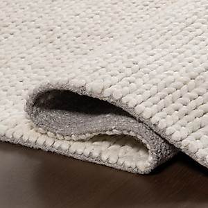 nuLOOM Caryatid Handwoven Solid Wool Area Rug, 6' x 9', Off-white