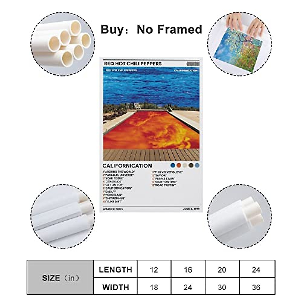 BMXRX Red Hot Chili Peppers Poster Californication Canvas Posters Wall Art Bedroom Office Room Decor Gift DAYOSIX Unframe:12x18inch(30x45cm)