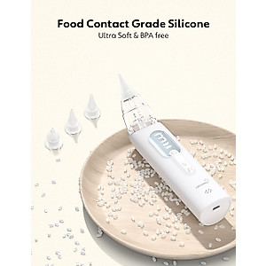 GROWNSY Upgrade Nasal Aspirator for Baby, Rechargeable Baby Nose Sucker, Electric Nose Suction for Baby with Advanced Soothing Music and Light Design, Food-Grade Silicone Tips, 3 Suction Modes