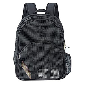 Clearworld Heavy Duty Mesh Backpack, Semi-Transparent Mesh College Backpack with Padded Shoulder Straps, Lightweight Casual Daypacks for Beach Gym Travel