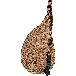 KAVU Mini Rope Fleece Bag Sling Crossbody Sherpa Backpack Travel Purse-Khaki