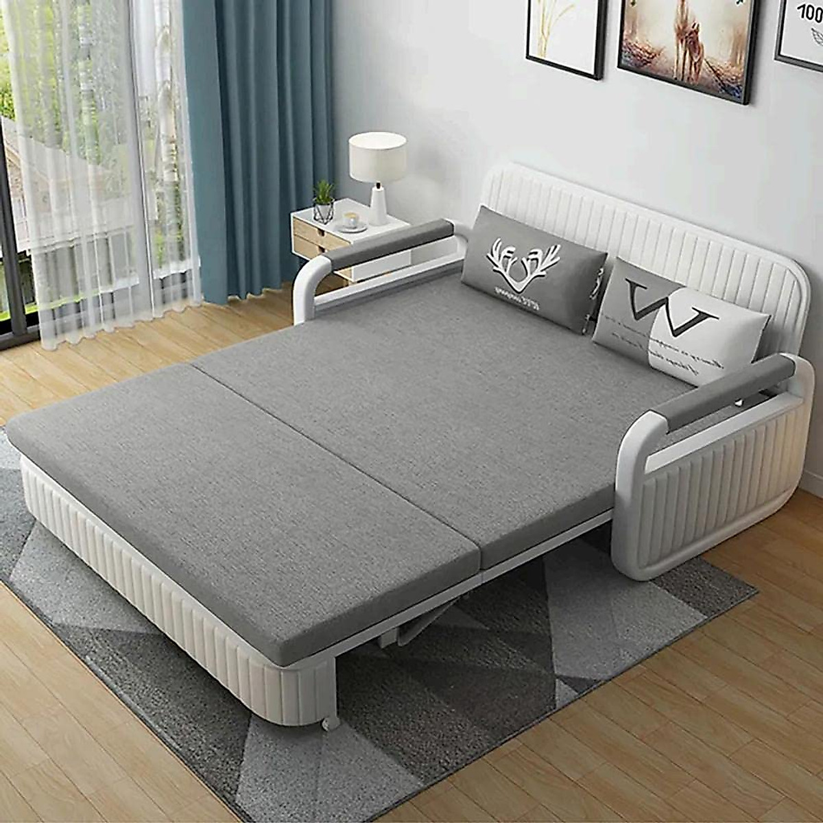homary 62" Sleeper Sofa Bed with Storage,Modern Deep Gray Reversible Sleeper Sectional Sofa Cotton & Linen Upholstery (Light Gray)