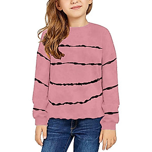 Ebifin Girls Sweatshirts Kids Casual Long Sleeve Crewneck Lightweight Pullover Tops Size 4-15