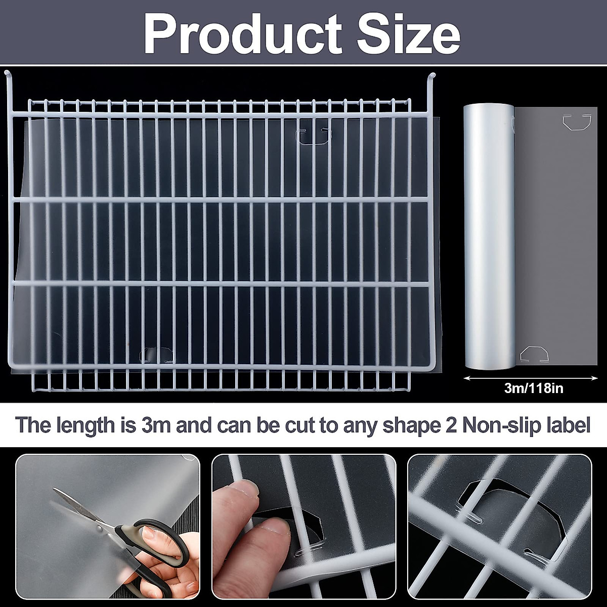 2 Roll Wire Shelf Liner Clear Shelf Covers for Wire Shelving 12 Inch Wide Waterproof Non Adhesive Refrigerator Pantry Wire Shelf Plastic Mats for Kitchen Cabinet Drawer Fridge Rack, 10 Foot Roll
