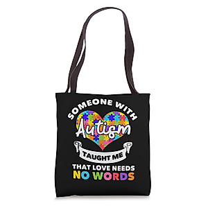 Love Needs No Words Autism Awareness Autism Moms Gift Tote Bag