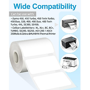 Replace Dymo Labelwriter 450 Turbo Labels 30334 Direct Thermal Labels 2.25" X 1.25”Compatible with DYMO 4XL, Rollo, Zebra Printer 2-1/4" x 1-1/4" LW Address Paper 1000 Labels Per Roll, 8 Rolls