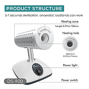 Lab DS-900 Infrared Sterilizer Autoclave Sterilizers Two Adjustable Heating Temperatures 400°C/825°C for Scalpel Needle Inoculating Loop Vaccination Ring,110V 150W