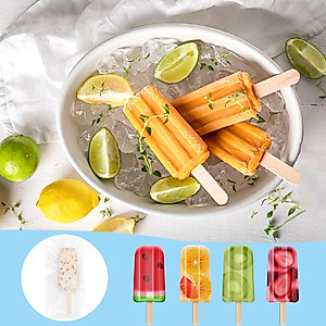 MSLOVE 400Pcs Popsicle Bags Sealable, Ice Cream Bags For Ice Pop, Self-adhesive Plastic Wrappers, 8.27in x 3.15in