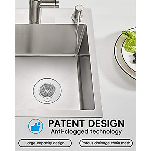 Kitchen Sink Drain Strainer, Flippable Mesh Sink Strainer, Wokdada 304 Stainless Steel Sink Screen, Easy Clean Large Basket Strainer, Anti-Clog Garbage Disposal Cover Fit for Standard 4-1/3 Inch Drain