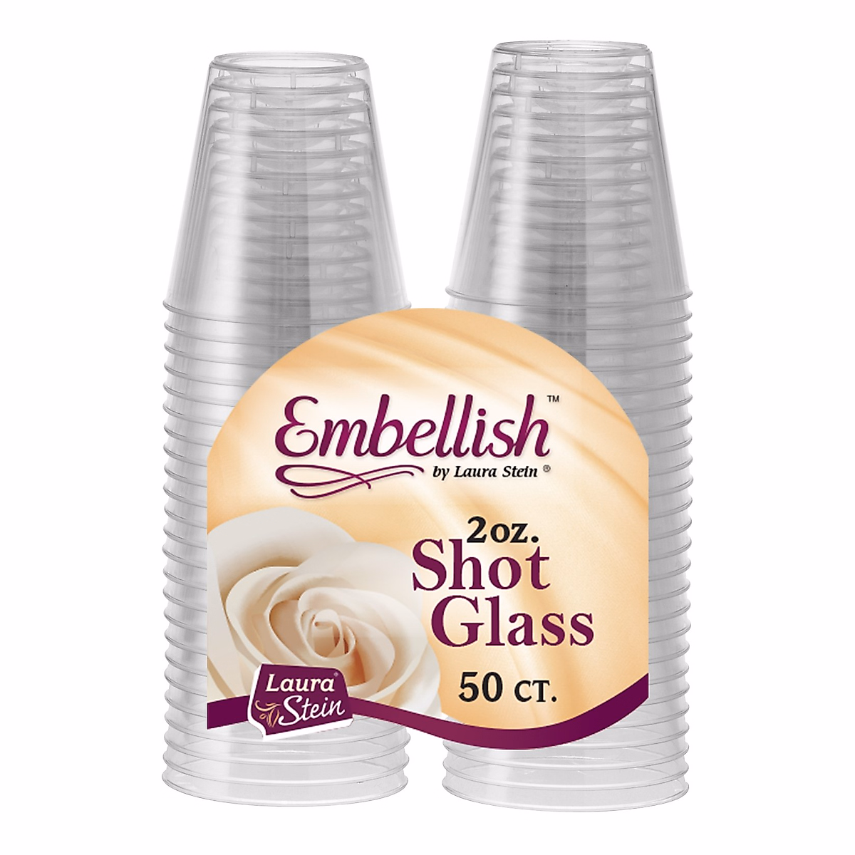 Embellish 50 Plastic Shot Glasses 2 oz, Crystal Clear Disposable Hard Mini Cups, Great for Whiskey, Jello Shots, Sample Tasting, Sauce, Dipping, Condiments, Perfect for Home, Bar, Parties,