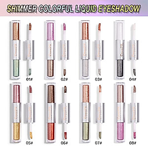evpct 16 Colors Liquid Glitter Shimmer Metallic Eyeshadow Set Glitter Sparkle Colorful Liquid Eyeliner Makeup Set delineador pupilentes de ojos contra el agua sombras colores para ojos con brillo