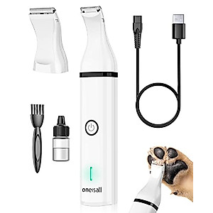 oneisall Dog Clippers with Double Blades,Cordless Small Pet Hair Grooming Trimmer,Low Noise for Trimming Dog's Hair Around Paws, Eyes, Ears, Face, Rump (White)