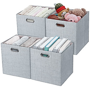 Posprica 3X Thicker Fabric Storage Cubes, 6 Pack 13 inch Collapsible Storage Bins for Organization, Cubby Storage Baskets for Organizing Shelf Cabinet Bookcase Boxes, Sliver Grey