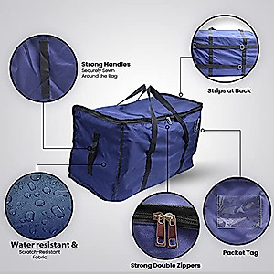 Dino74 Set of 2 Blue Moving Bag - 75l Oversized Large Space Saving Clothes Storage Bag, College Dorms Reusable Traveling Bag for Hiking Outings 65 X 38 X 30cm