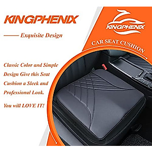 kingphenix Premium Car Seat Cushion, Memory Foam Driver Seat Cushion to Improve Driving View- Coccyx & Lower Back Pain Relief - Seat Cushion for Car, Truck, Office Chair (Black)