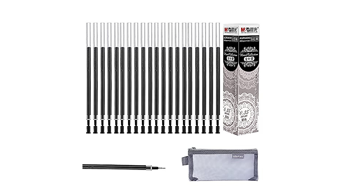 M&G Gel Ink Refill, Extra Fine Needle Tip 0.5mm Black Ink Refills for ...