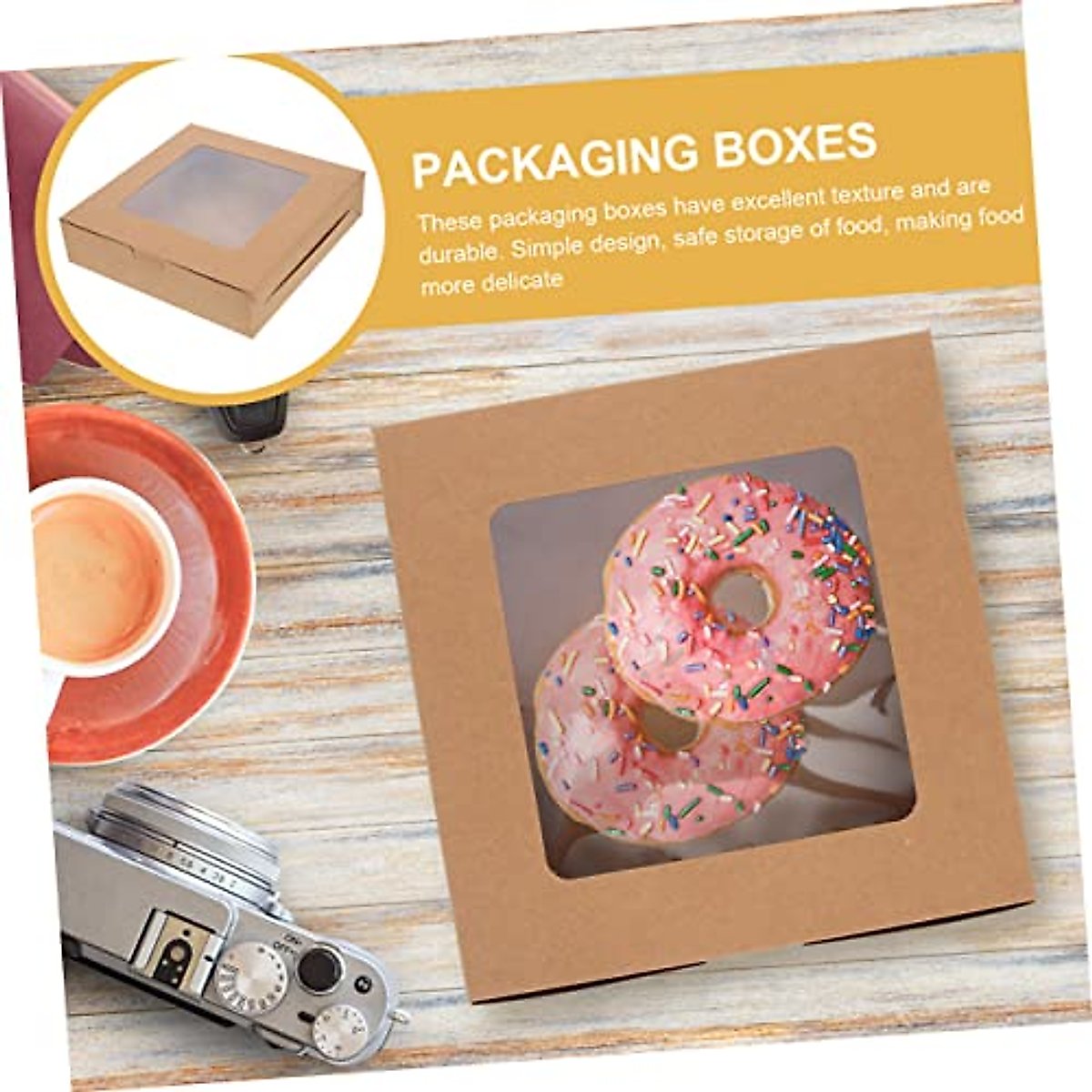 Anneome 5pcs Boxes Boxes Window Cake Box Cupcakes Containers Kraft Cookie Boxes Cupcake Boxes Mini Cake Boxes Muffin Cake Box Muffin Containers Cookie Boxes with Window Baking Case Brown