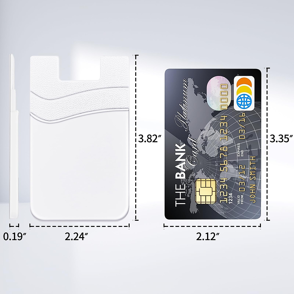 Senose Phone Card Holder, Phone Wallet Stick On, Silicone Card Holder for Back of Phone Credit Card Holder for Phone Case Compatible for Most of Cell Phone (iPhone, Samsung) - Pack of 3(White)