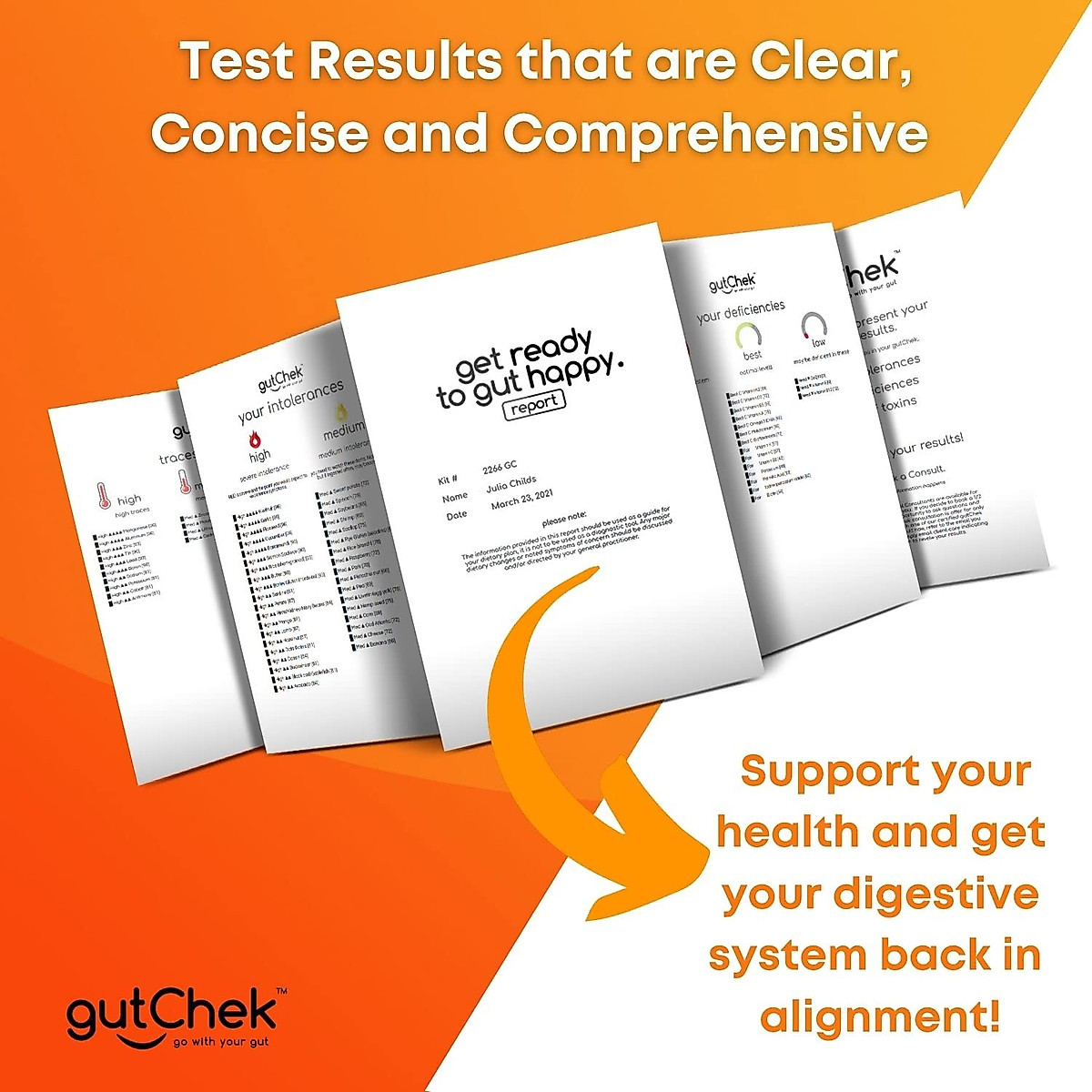 gutChek Food Intolerance Test - 640 Items Tested with Home Collection Kit, Non-Invasive & Painless Hair Analysis Food Sensitivity Test Kit for Adults, Results in 7-10 Days