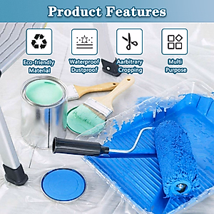 Plastic Drop Cloth, Plastic Sheeting 13x13 Feet Plastic Drop Cloths for Painting Waterproof Dustproof Paint Plastic Covering Furniture Cover Floor Protection Film Painters Plastic