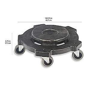 AmazonCommercial Dolly To Fit 32, 44 & 55 Gallon Round Containers, Twist On/Off, 2-Pack, 18.25", Black